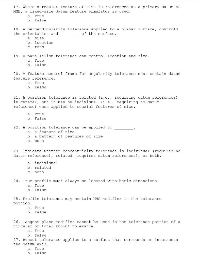 Solved 17. Where a regular feature of size is referenced as | Chegg.com