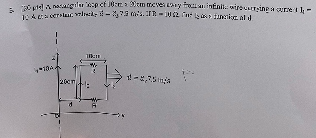 Solved 5. (20 pts] A rectangular loop of 10cm x 20cm moves | Chegg.com