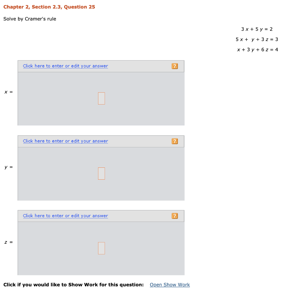 Solved Chapter 2, Section 2.3, Question 25 Solve by Cramer's | Chegg.com
