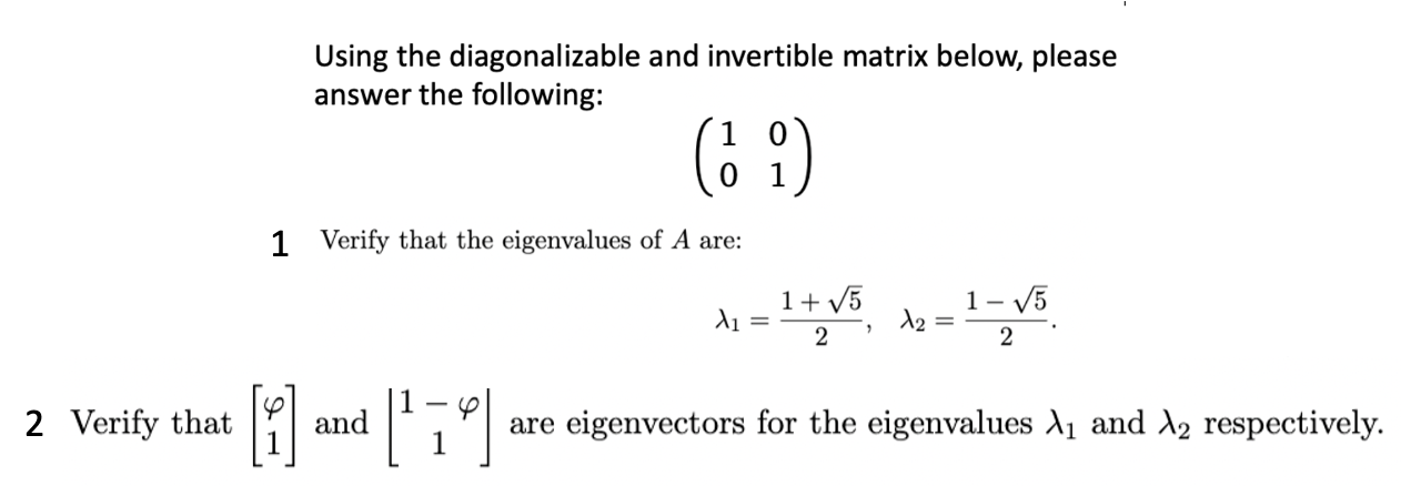 Solved Using the diagonalizable and invertible matrix below, | Chegg.com