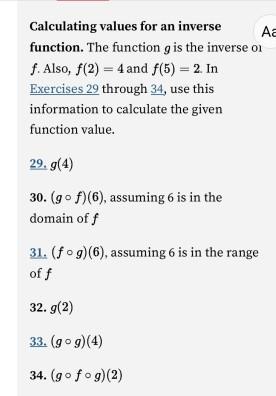 Solved Calculating values for an inverse function. The | Chegg.com