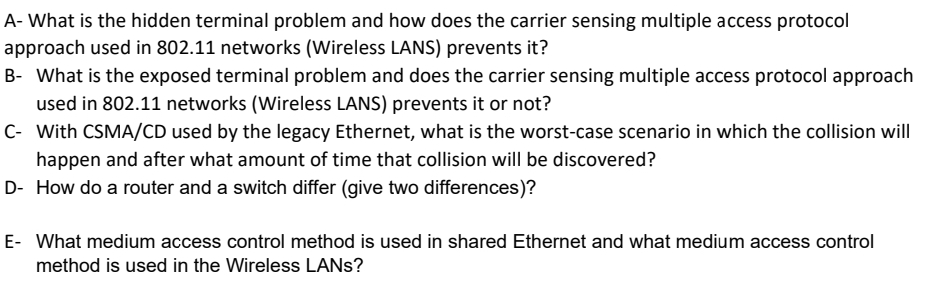 Solved A- What is the hidden terminal problem and how does | Chegg.com
