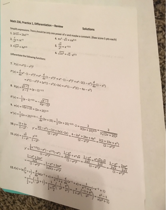 Solved Solutions Math 236, Practice 1, | Chegg.com