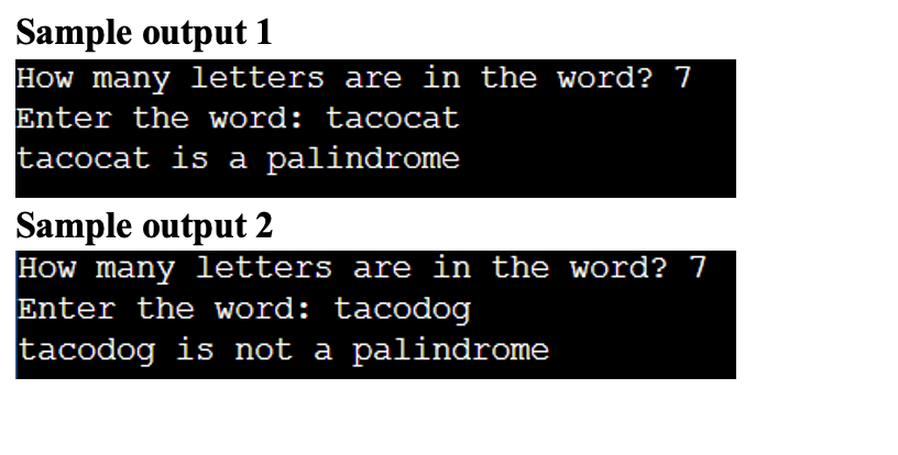 Solved Write A C Program That Checks If A Word Is A
