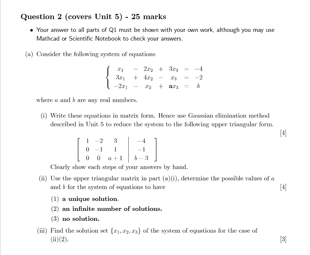 Solved Question 2 (covers Unit 5) - 25 marks » Your answer | Chegg.com