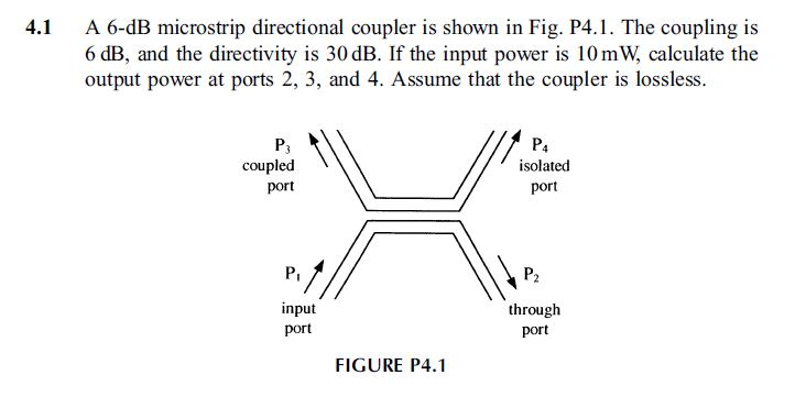 Solved A 6-dB microstrip directional coupler is shown in | Chegg.com
