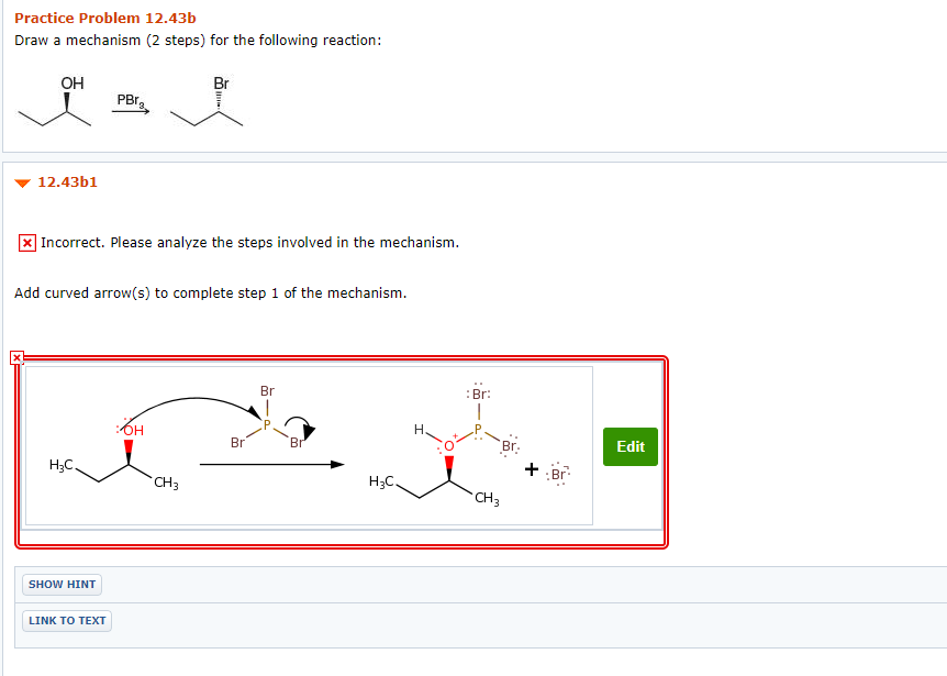 Solved Practice Problem 12.43b Draw a mechanism (2 steps) | Chegg.com