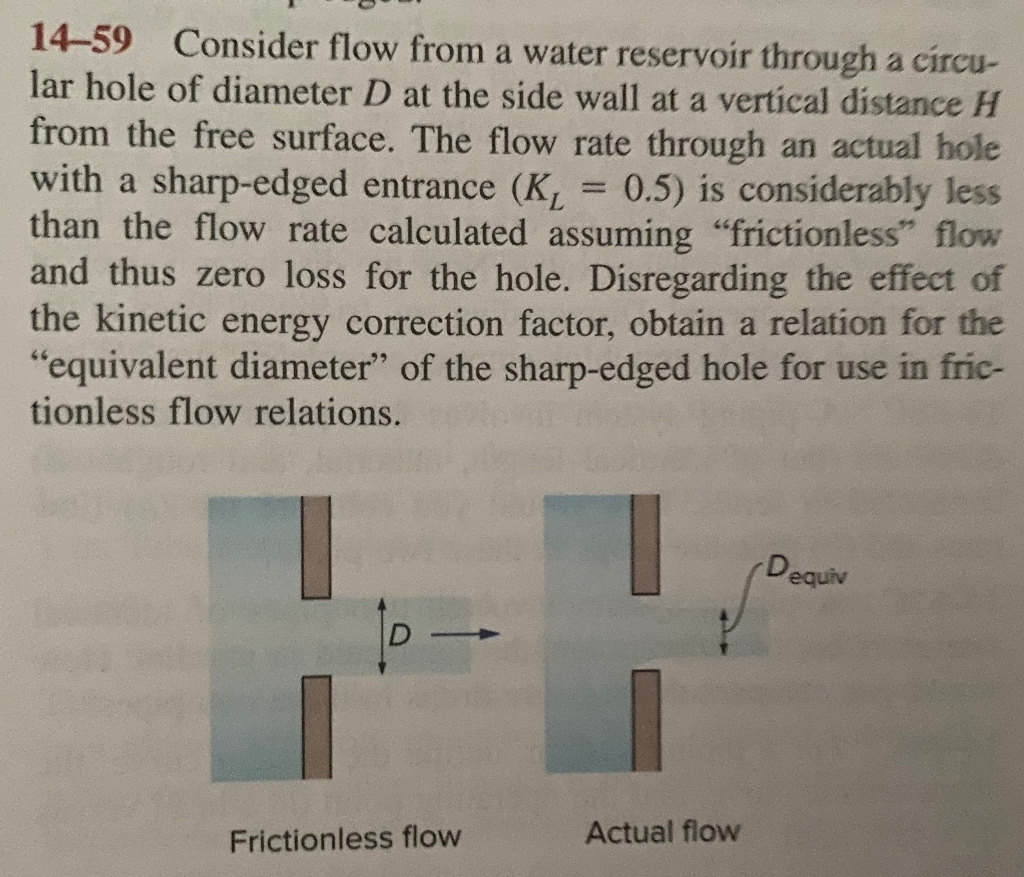 Solved 14-59 Consider flow from a water reservoir through a | Chegg.com