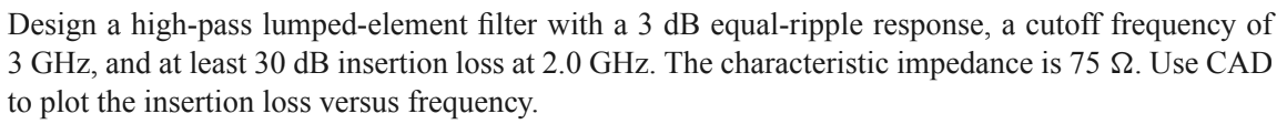 Design a high-pass lumped-element filter with a 3 dB | Chegg.com