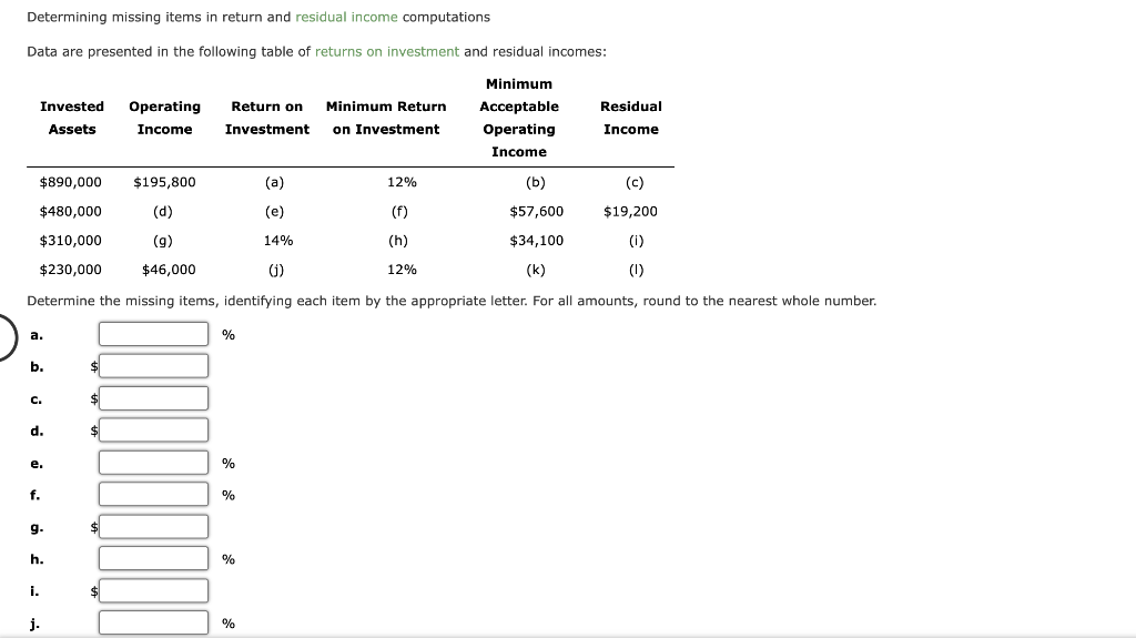 Solved Determining missing items in return and residual | Chegg.com