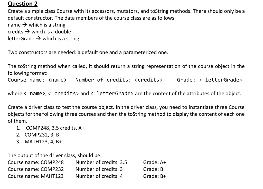 Solved Create a constructor with 2 arguments *** I ONLY need | Chegg.com