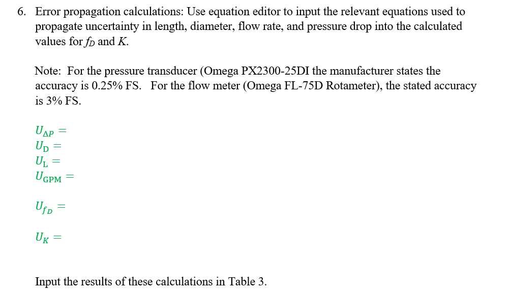 Solved Error propagation calculations: Use equation editor | Chegg.com