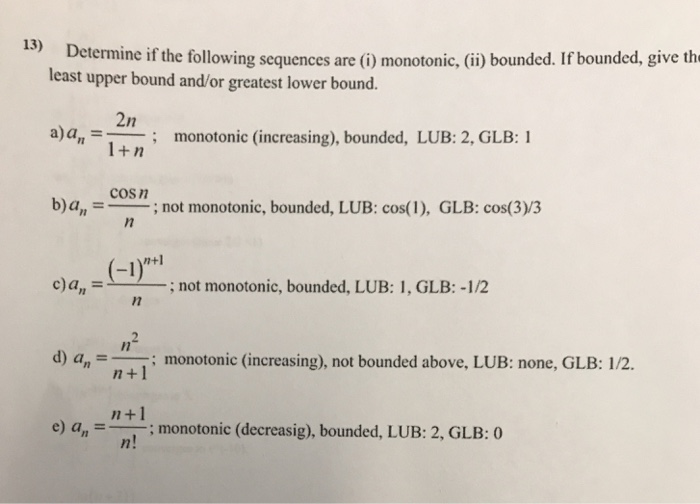 Solved Determine if the following sequences are () | Chegg.com