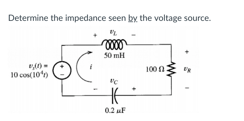 Solved Determine the impedance seen by the voltage source. | Chegg.com