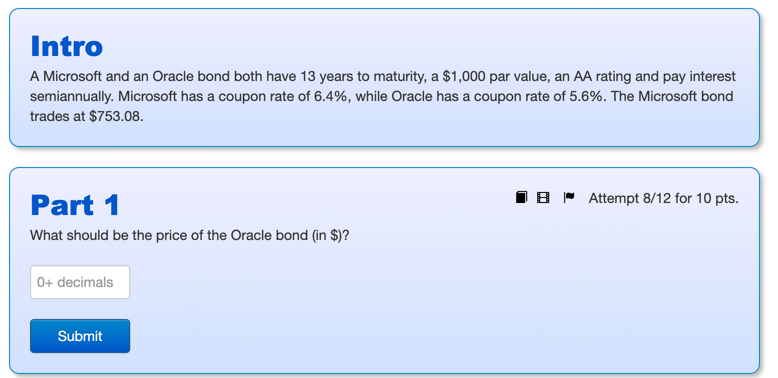 Solved A Microsoft and an Oracle bond both have 13 years to | Chegg.com
