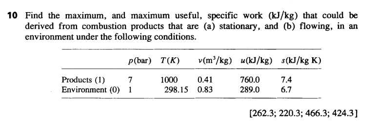Solved 10 Find the maximum, and maximum useful, specific | Chegg.com