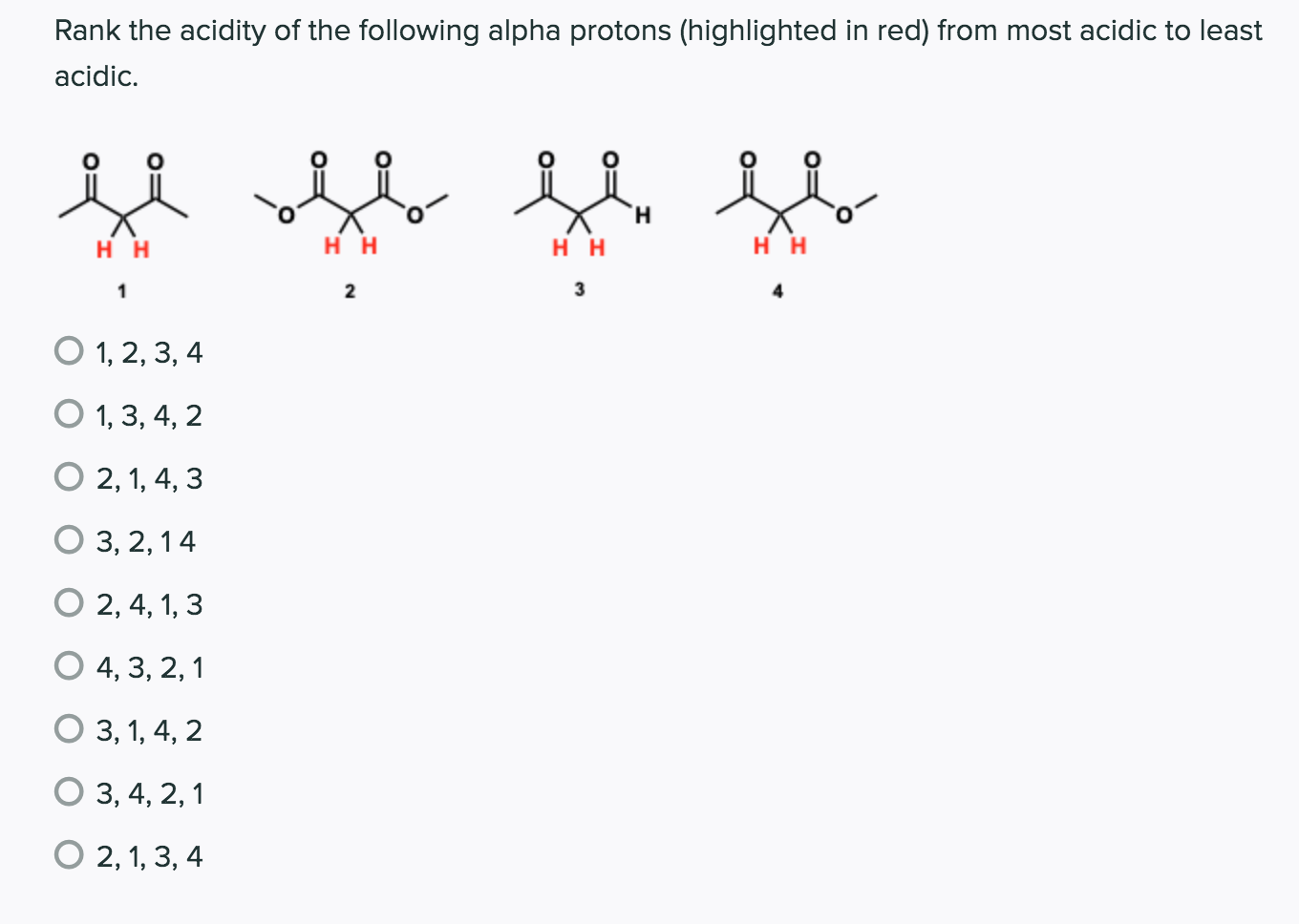 Solved Rank the acidity of the following alpha protons | Chegg.com