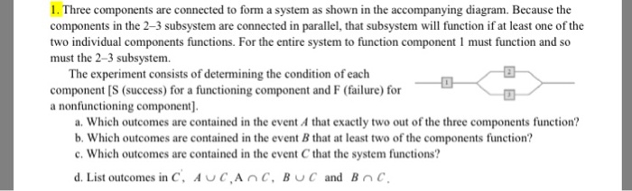 Solved .Three components are connected to form a system as | Chegg.com