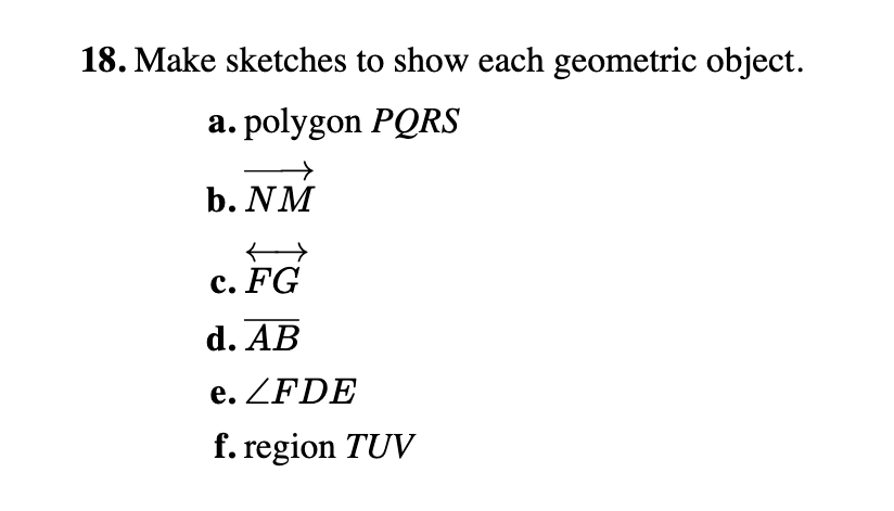 Solved 18. Make sketches to show each geometric object. a. | Chegg.com