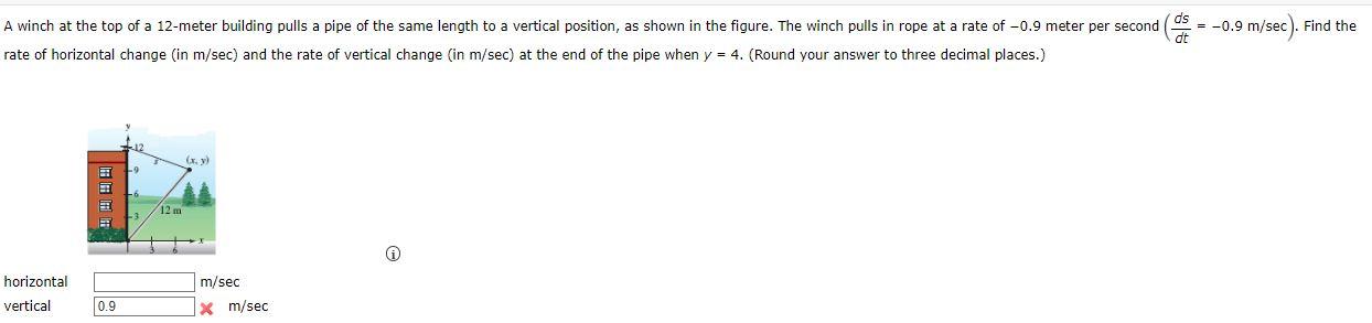 Solved ate of horizontal change (in m/sec ) and the rate of | Chegg.com