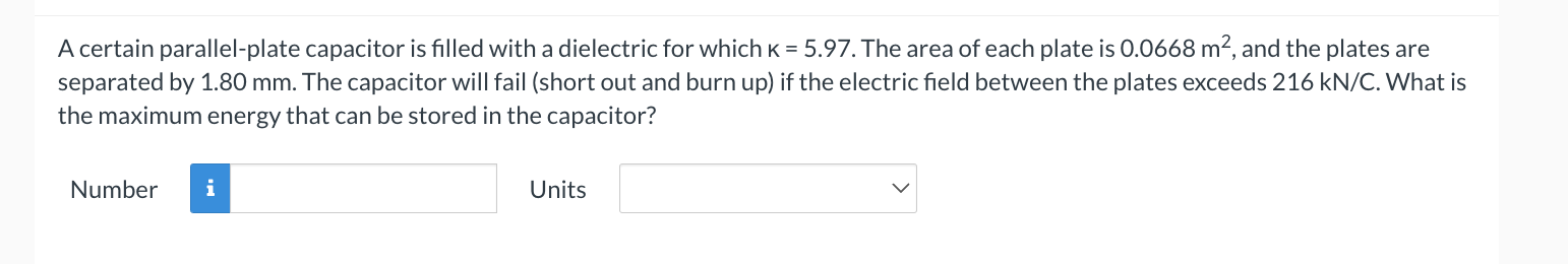 Solved A certain parallel-plate capacitor is filled with a | Chegg.com