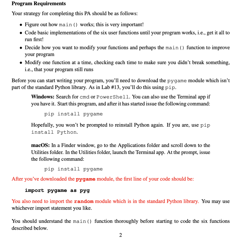 Solved Program Requirements Your strategy for completing | Chegg.com