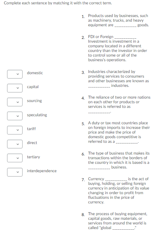 Solved Complete each sentence by matching it with the | Chegg.com