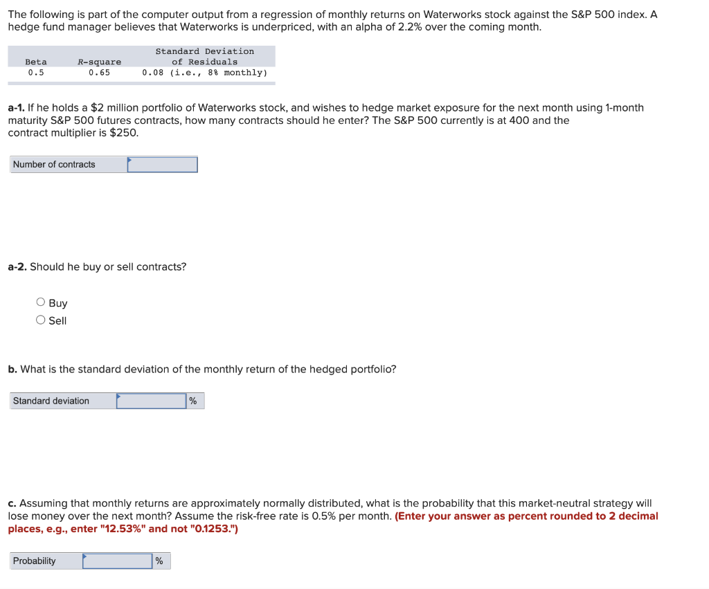 Solved The Following Is Part Of The Computer Output From A 