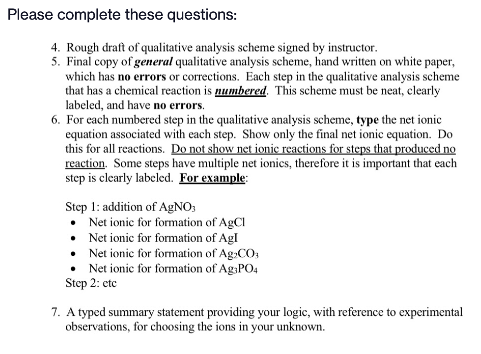 Solved Experiment 7 Qualitative Analysis: Anions I. | Chegg.com