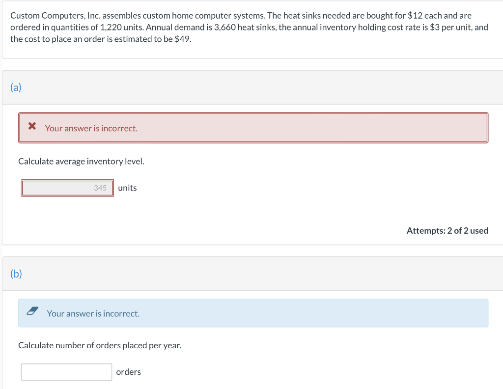 Solved Custom Computers, Inc. assembles custom home computer | Chegg.com