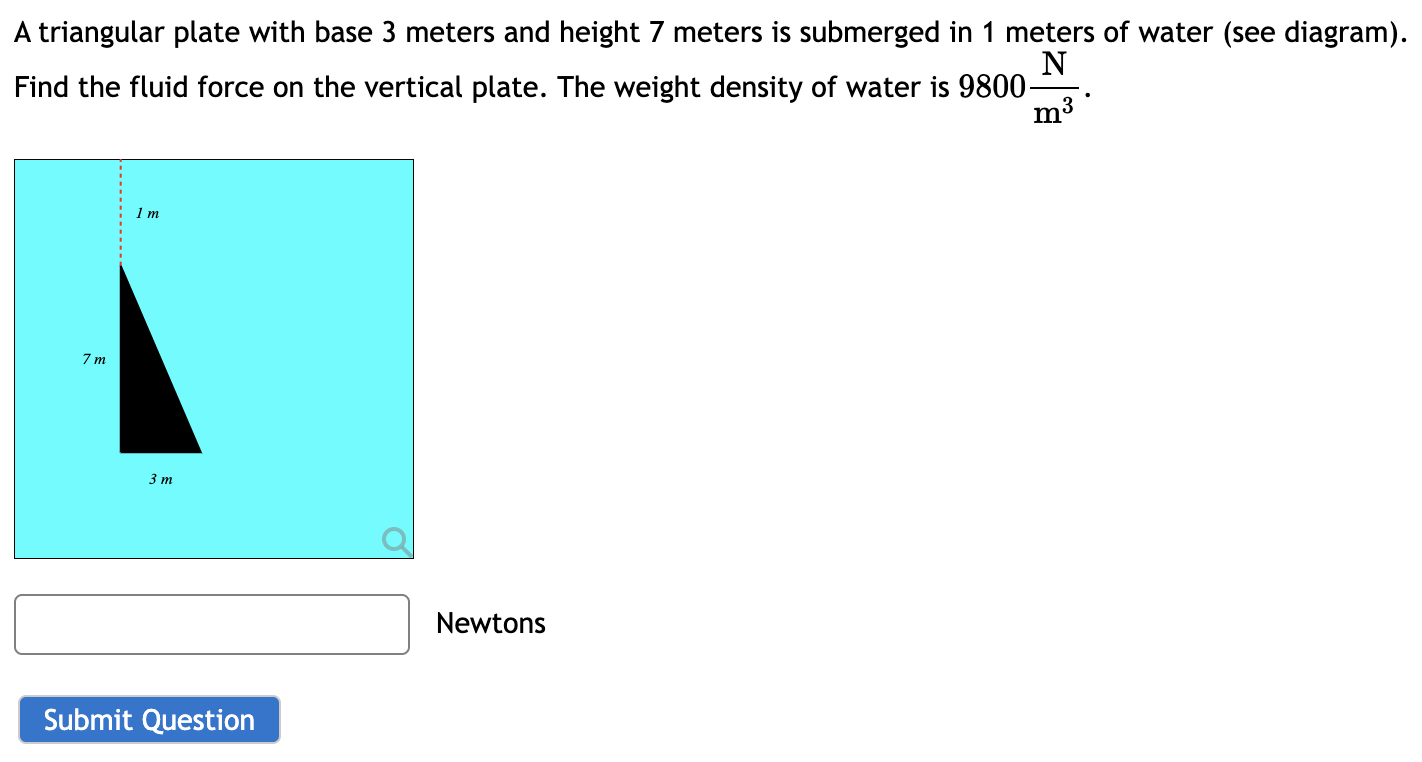 Solved A triangular plate with base 3 meters and height 7 | Chegg.com