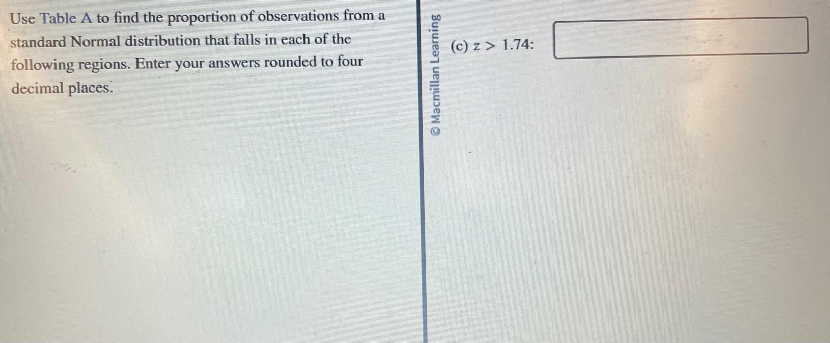 Solved Use Table A to find the proportion of observations | Chegg.com