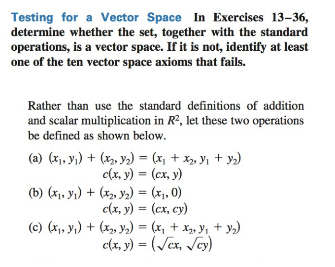 Solved Testing for a Vector Space In Exercises 13-36, | Chegg.com