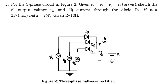 For the 3-phase circuit in Figure 2, Given vA = vB = | Chegg.com
