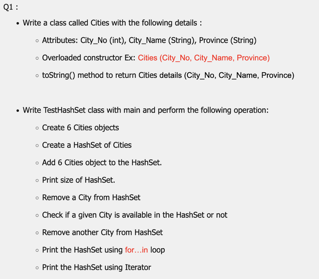 Solved Write A Class Called Cities With The Following 