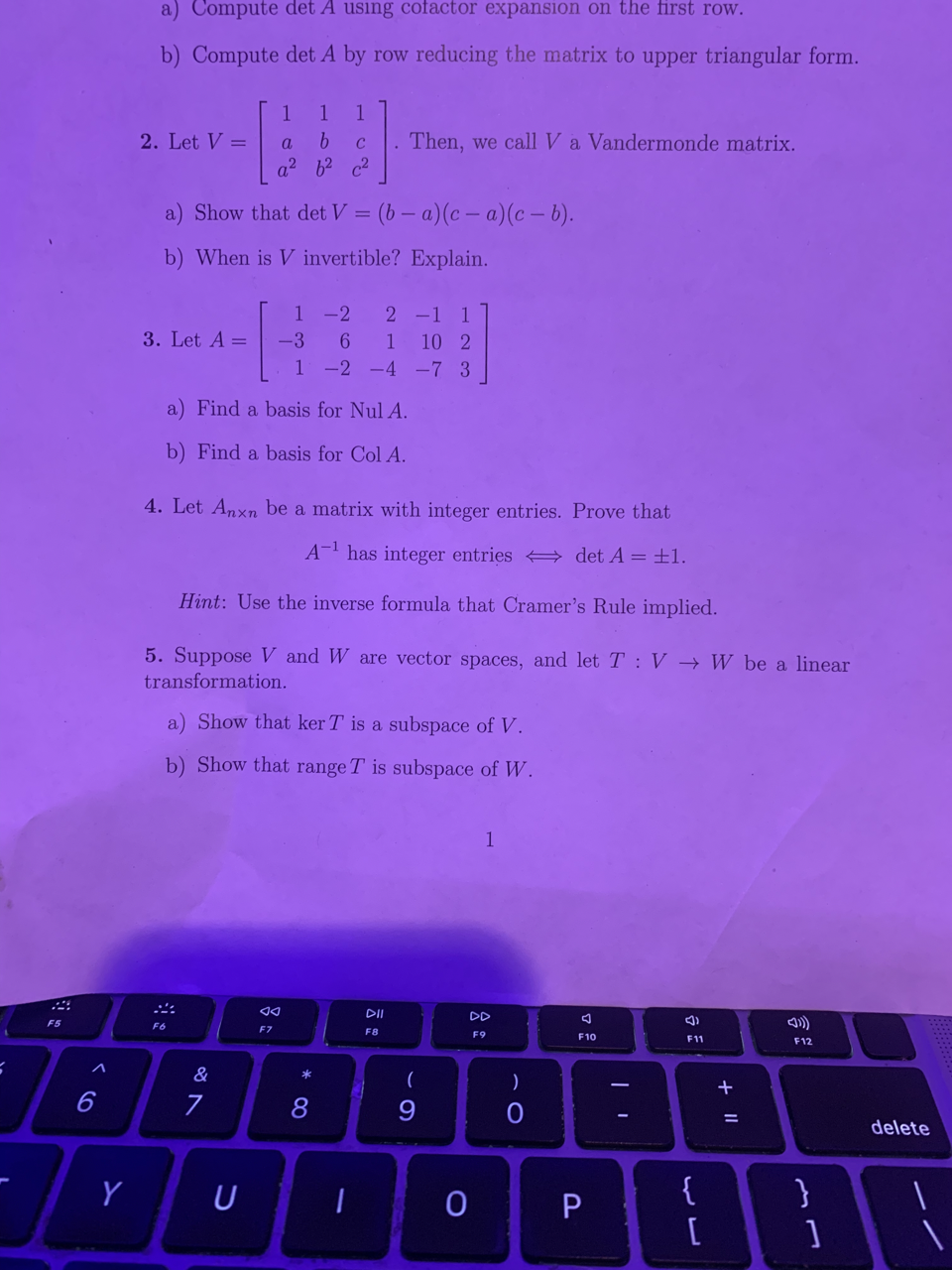 Solved a) Compute detA using cofactor expansion on the first | Chegg.com