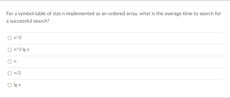 Solved For a symbol table of size n implemented as an | Chegg.com