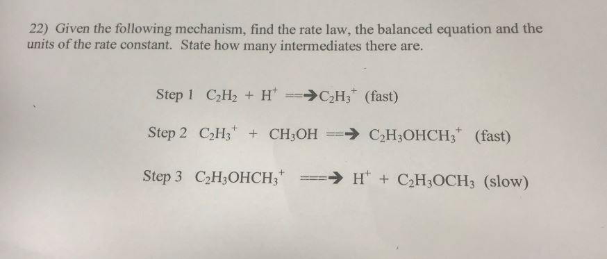 Solved 22) Given the following mechanism, find the rate law, | Chegg.com