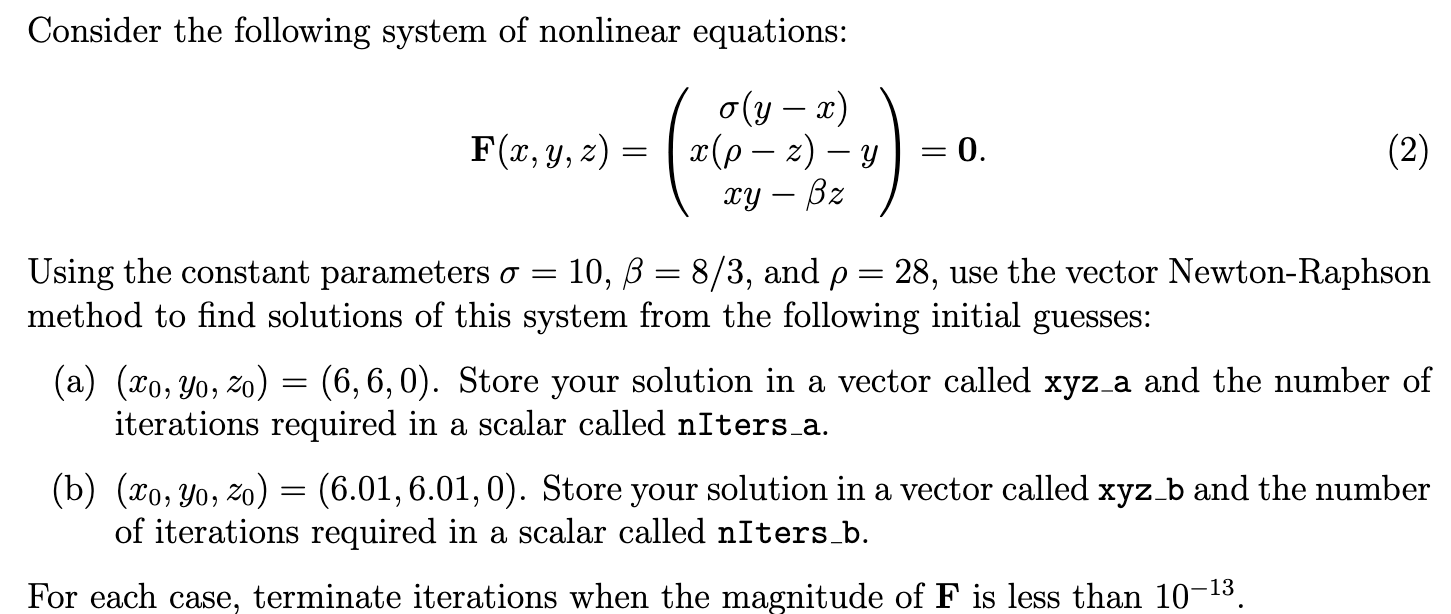Solved Consider the following system of nonlinear equations: | Chegg.com