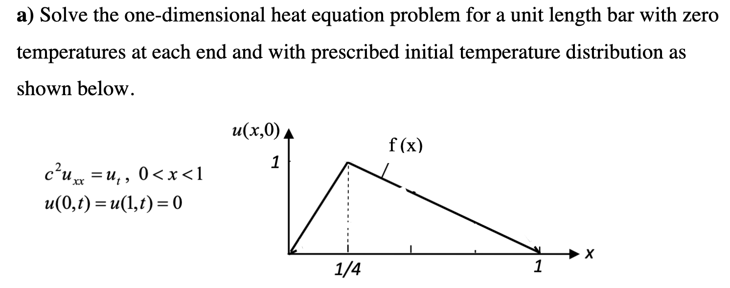 Solved a) Solve the one-dimensional heat equation problem | Chegg.com