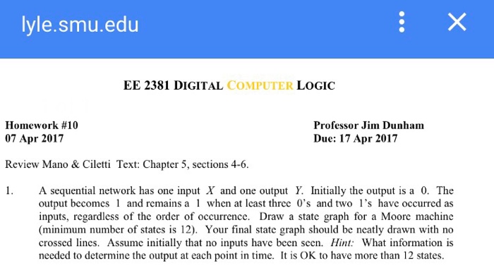 Solved A sequential network has one input X and one output | Chegg.com