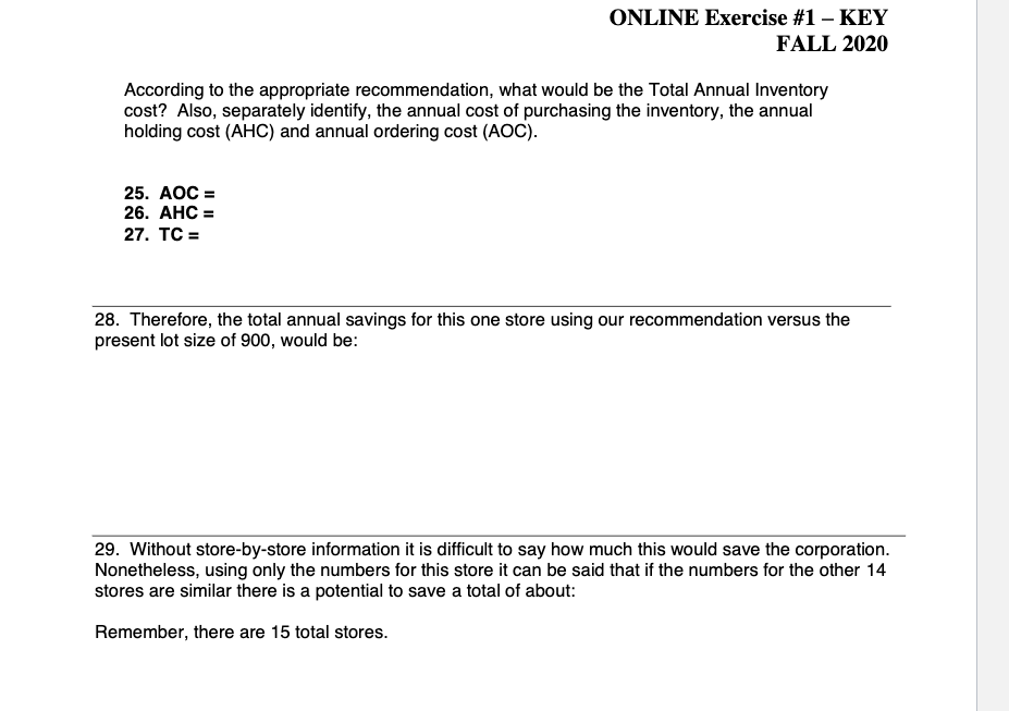 Solved Economic Order Quantity Exercise (30 Points) SCM 300 | Chegg.com