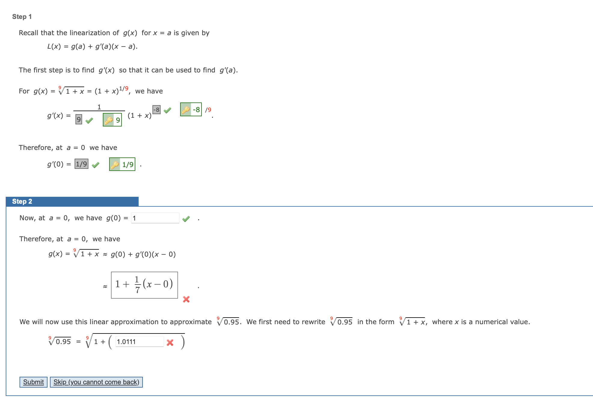Solved Find the linear approximation of the function g(x) = | Chegg.com