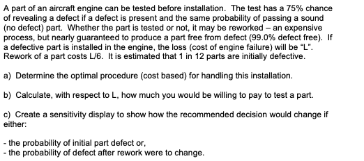 A part of an aircraft engine can be tested before | Chegg.com