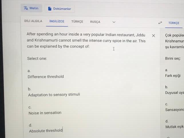 Solved A Metin Dokumanlar DILI ALGILA INGILIZCE TÜRKÇE RUSCA | Chegg.com