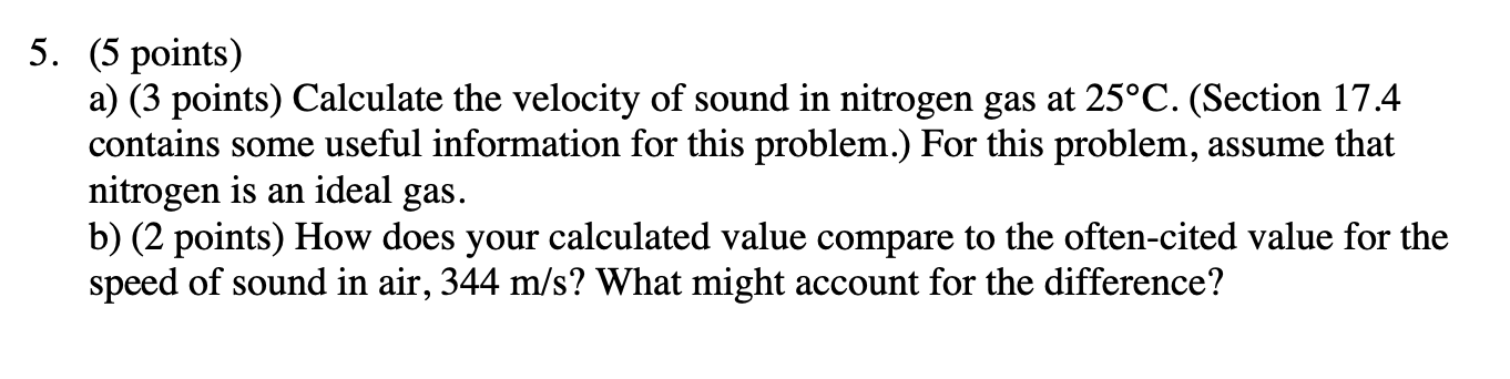 Solved 5. (5 points) a) (3 points) Calculate the velocity of | Chegg.com