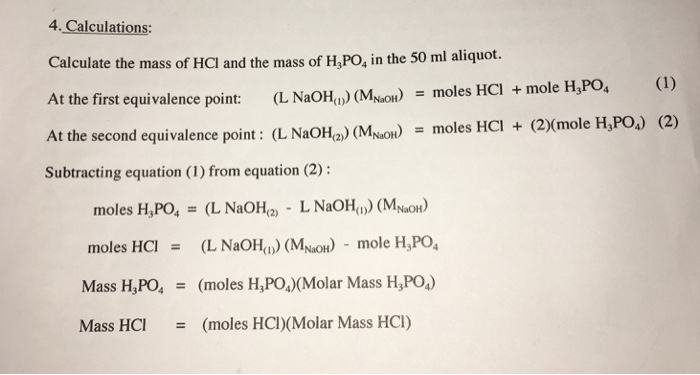 Calculate the mass of HCI and the mass of H_3 PO_4 in | Chegg.com