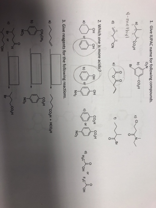Solved 1. Give IUPAC name for following compounds. CO2H | Chegg.com