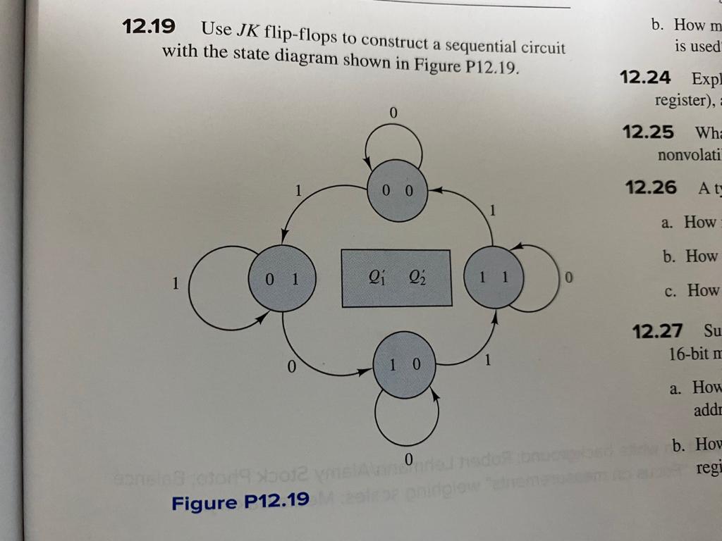 Solved 12.19 Use JK flip-flops to construct a sequential | Chegg.com