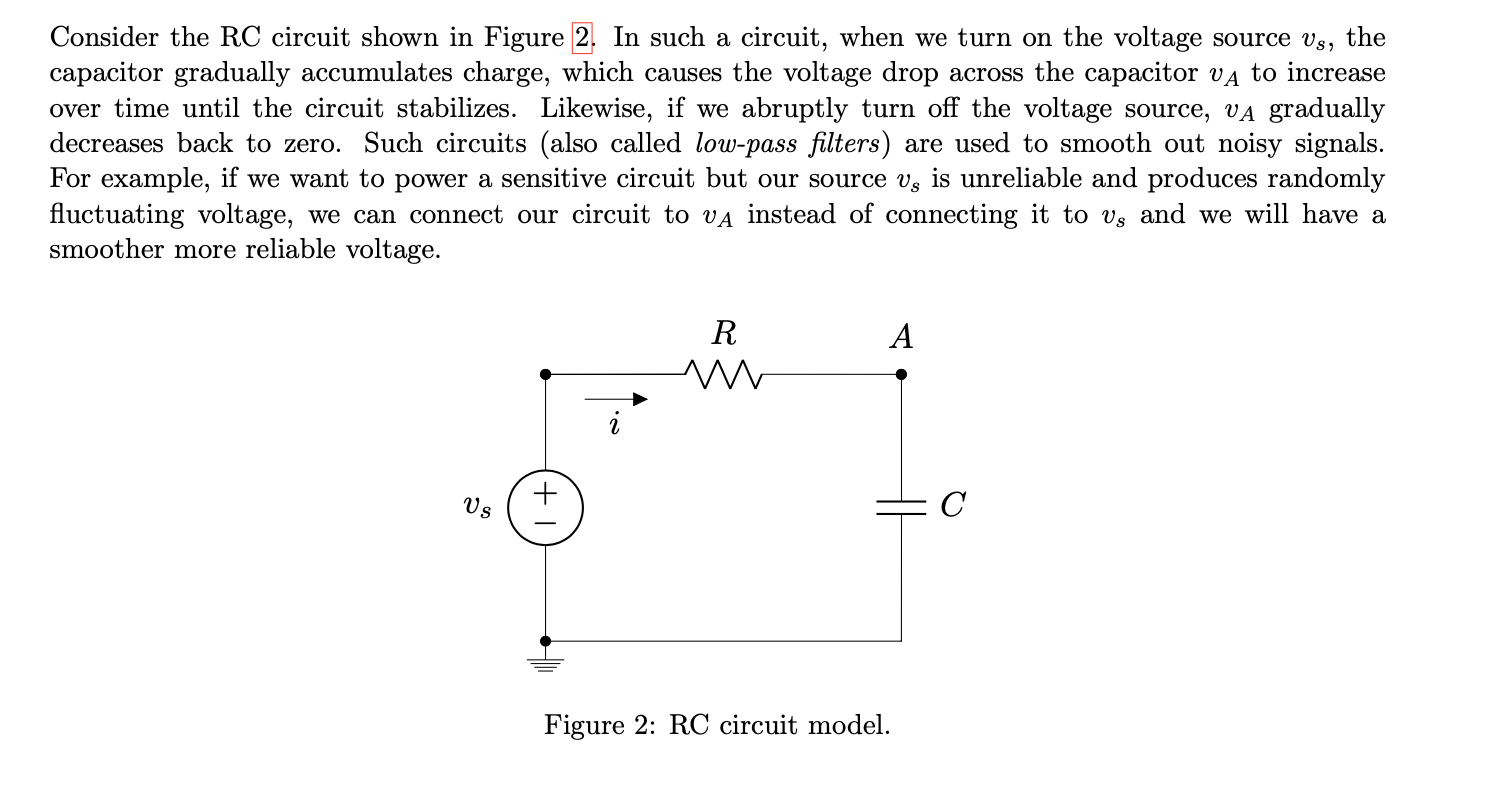 Solved Consider the RC circuit shown in Figure 2. In such a | Chegg.com